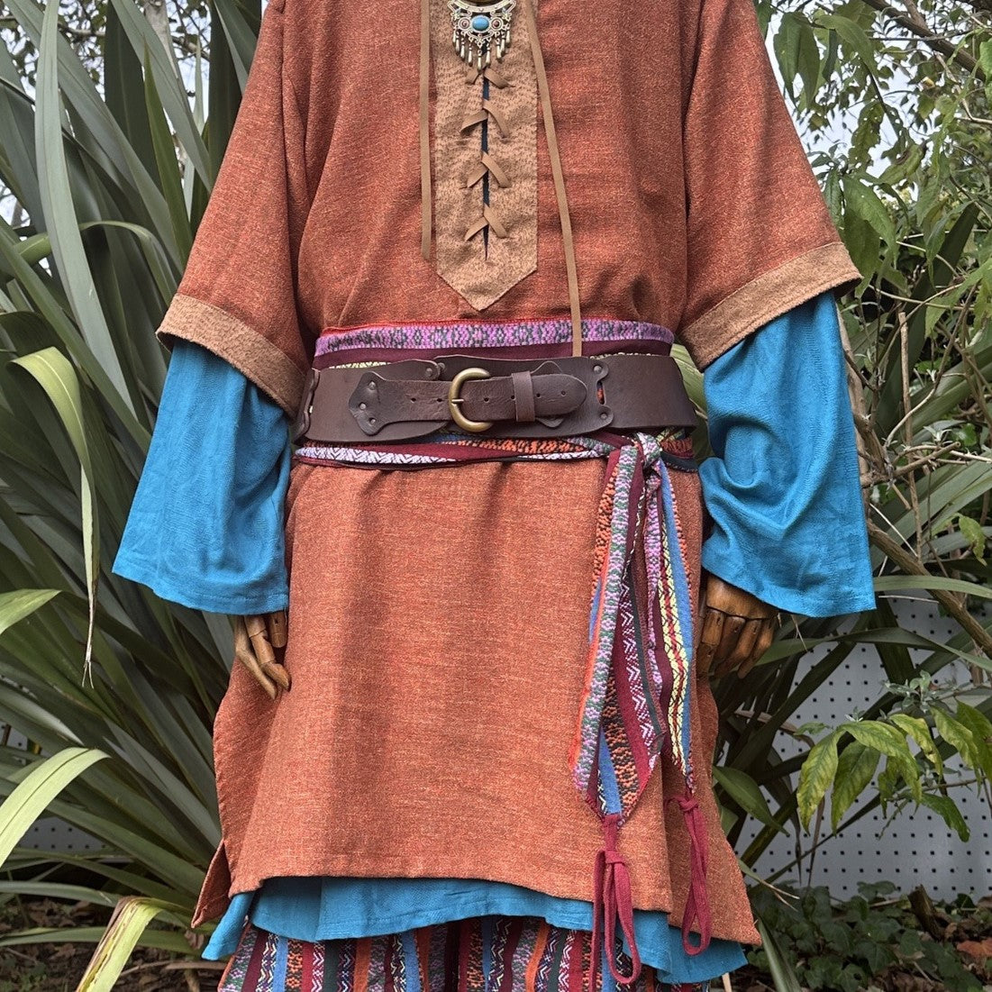 LARP Belt and Sash Set - Red Multi Pattern - Buffalo Leather | From £115.00