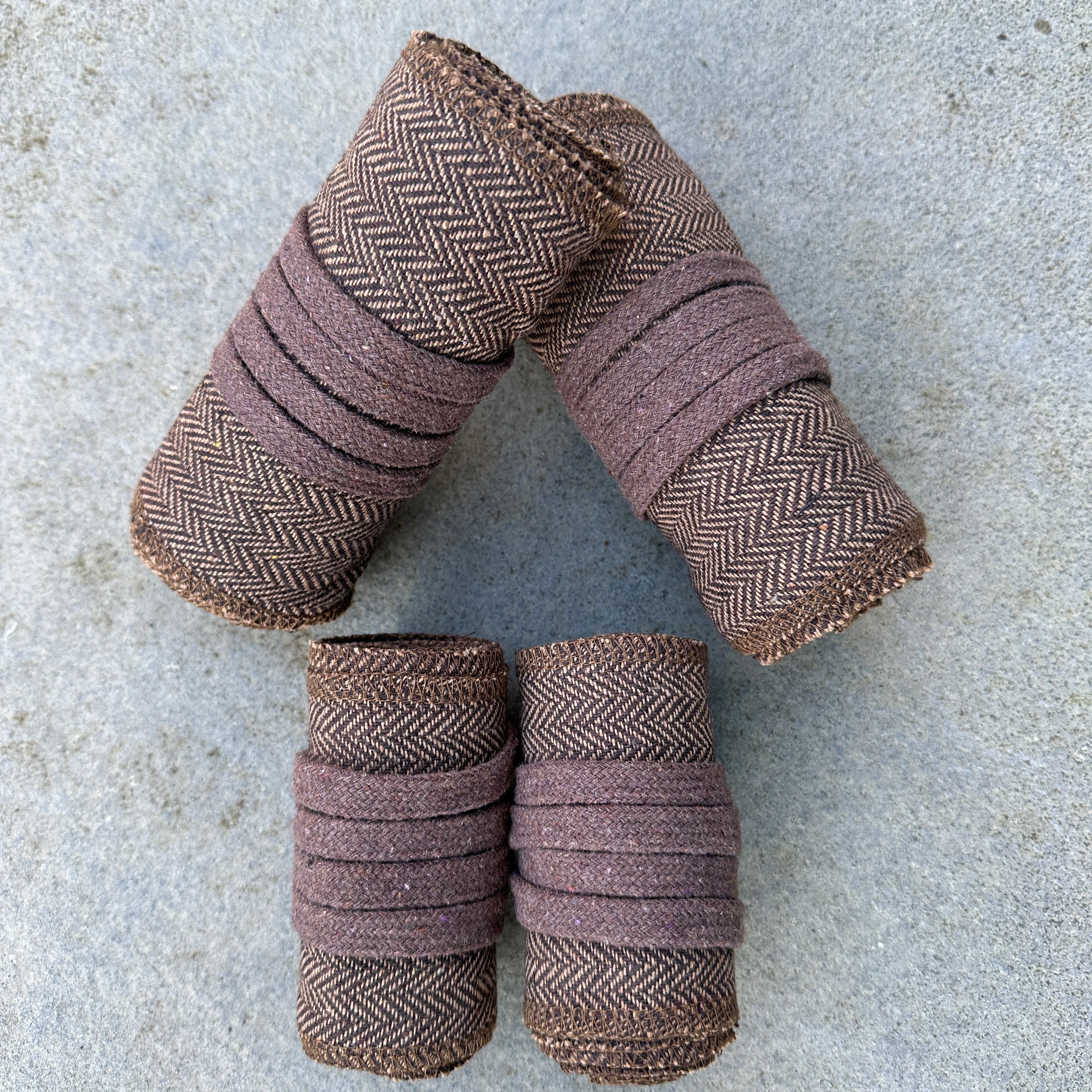 LARP Leg and Arm Wraps | Dark Brown Herringbone Wool | Chow's Emporium ...